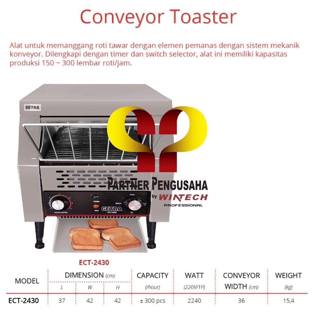 Jual GETRA ECT-2430 CONVEYOR TOASTER / ALAT PEMANGGANG ROTI TAWAR MURAH ...