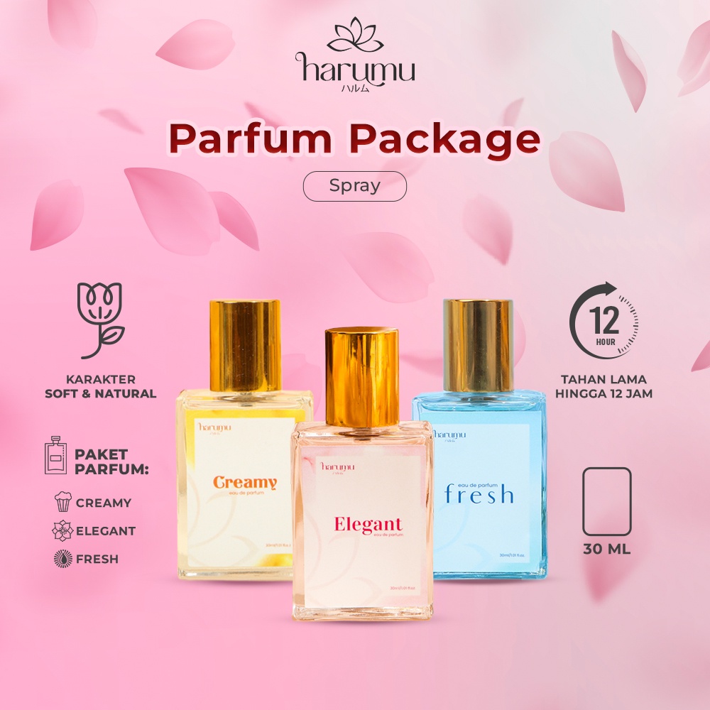 Jual (Paket) Harumu Parfum Wanita Pria Spray Varian Creamy, Fresh ...
