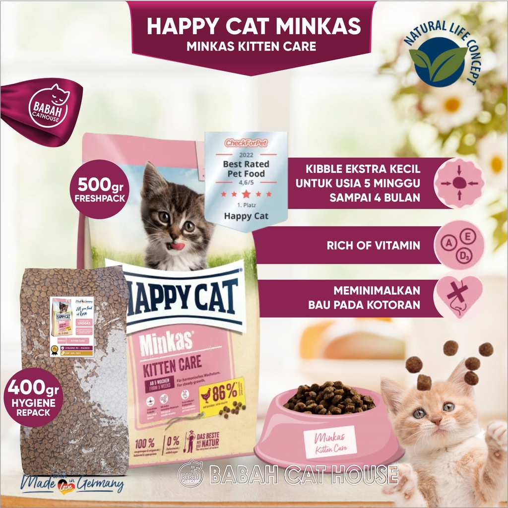 Jual Happy cat Minkas KITTEN CARE 500gr Cat Food Happycat Makanan ...