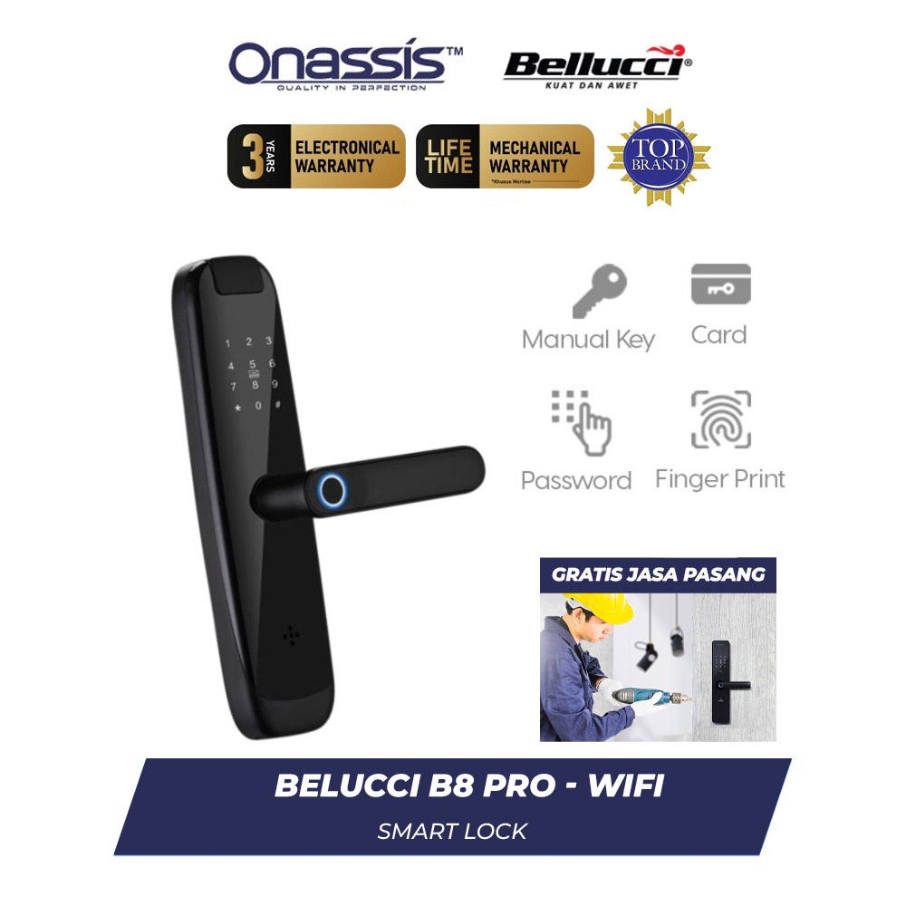 Jual Bellucci Smart Lock B8 Pro with Wifi Function & Pemasangan ...