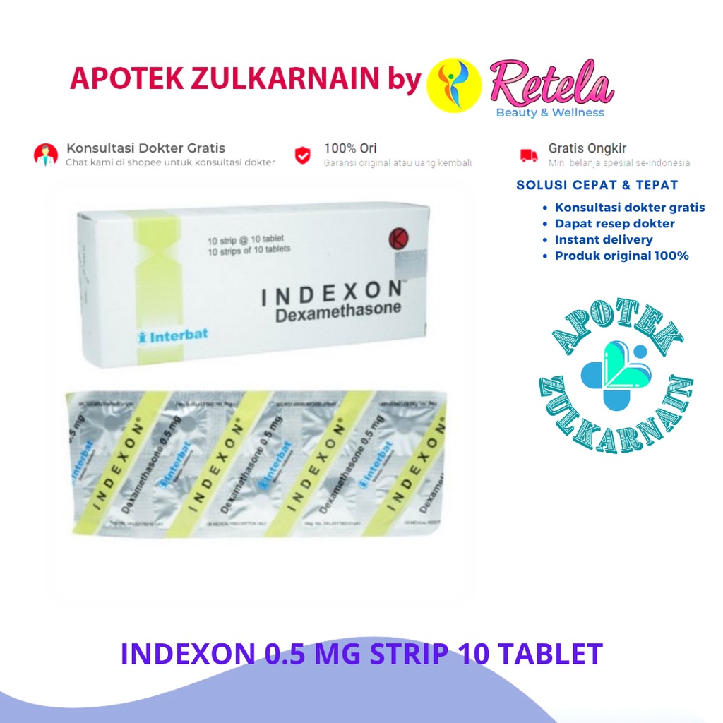 Jual INDEXON 0.5 MG STRIP 10 TABLET / Dexamethasone dexametason ...