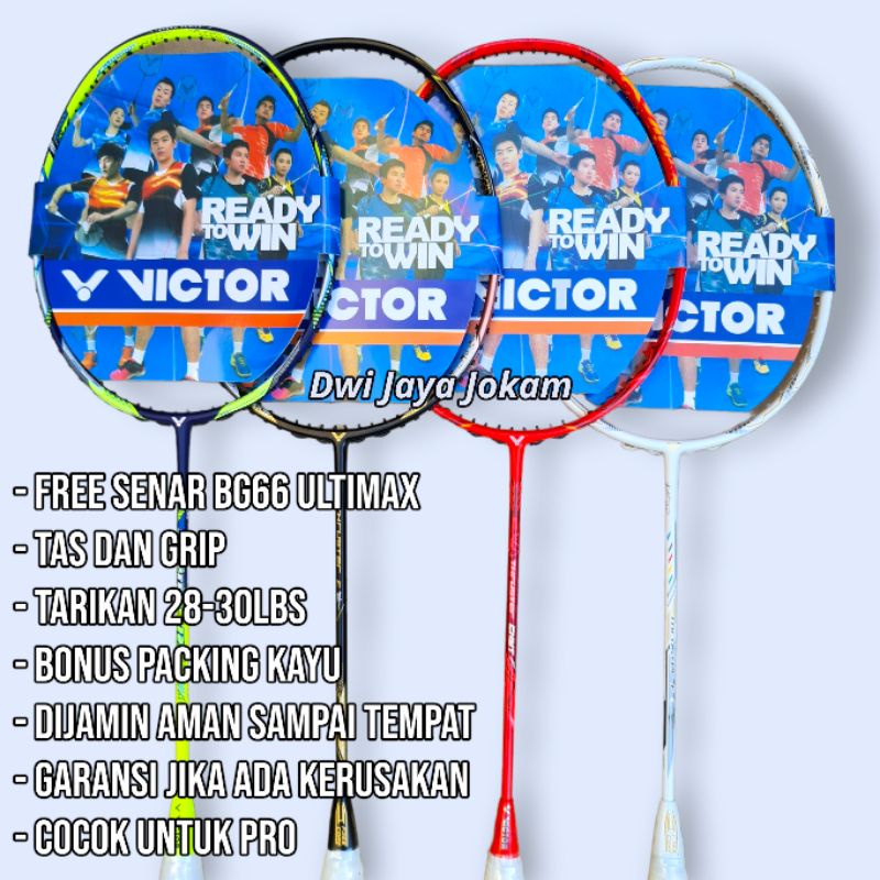 Jual Raket Badminton Victor 30lbs Full Carbon Free Pasang Senar Tas ...