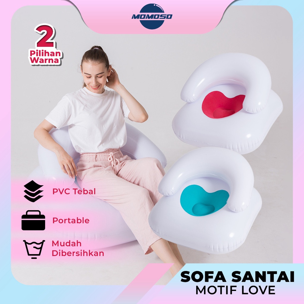 Jual MOMOSO Sofa Santai Motif Love/ Sofa Minamalis Bentuk hati/ Sofa Angin Empuk Nyaman | Shopee ...