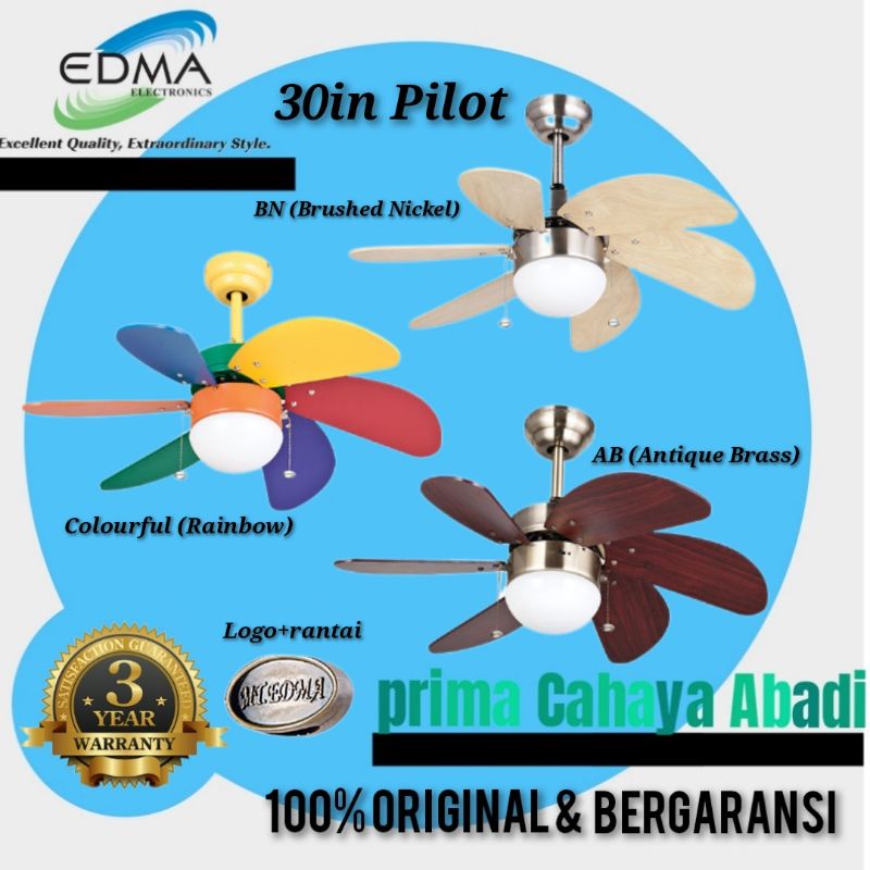 Jual MT EDMA 30IN PILOT CEILING FAN KIPAS ANGIN PELAFON PILOT 30IN ...