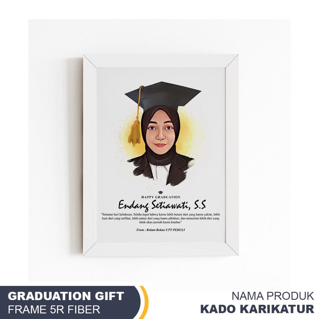 Jual [1 HARI JADI] Kado Karikatur Vektor Wisuda Frame 5R Custom Hadiah ...