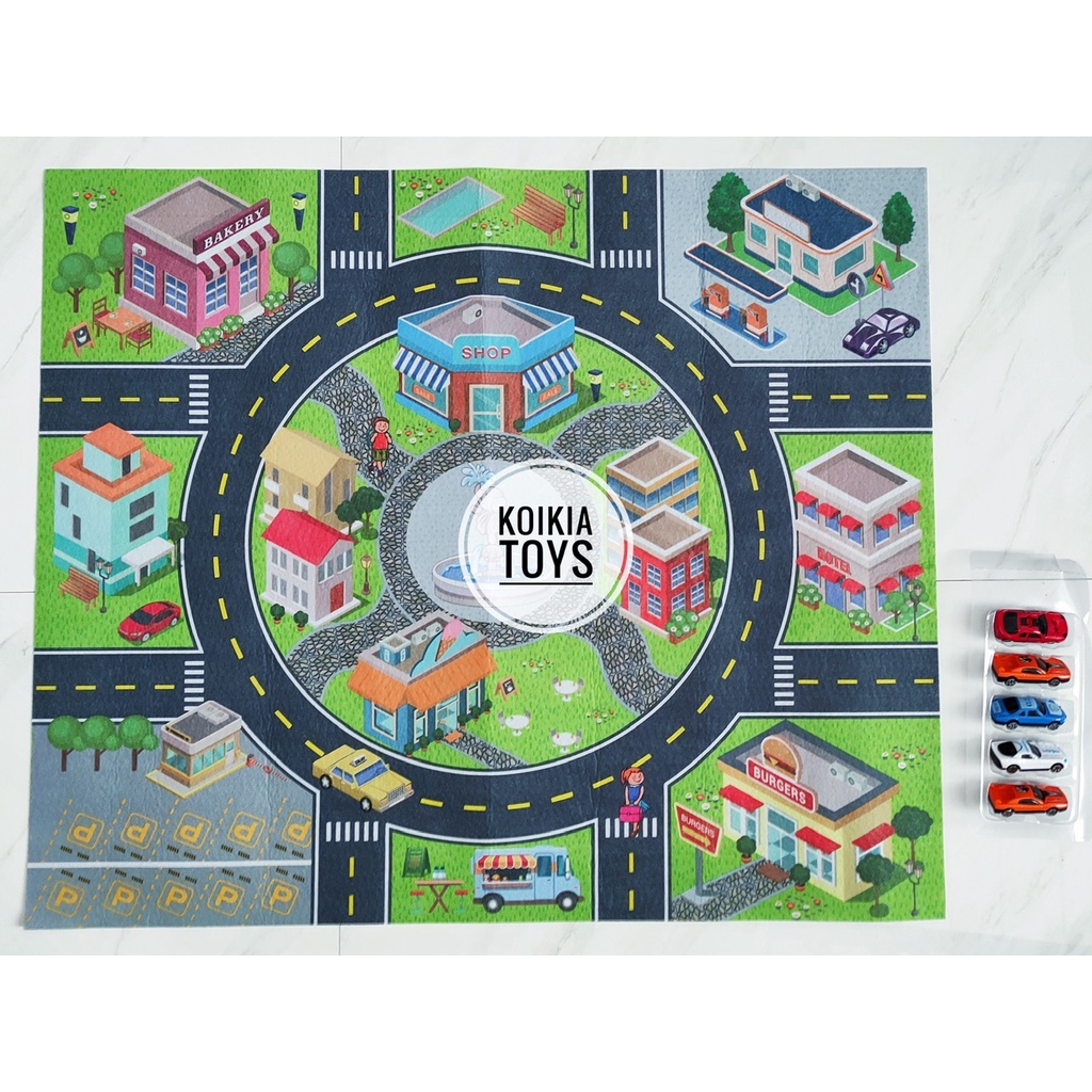 Jual Mainan anak mobil-mobilan dengan alas karpet track jalan mobil ...