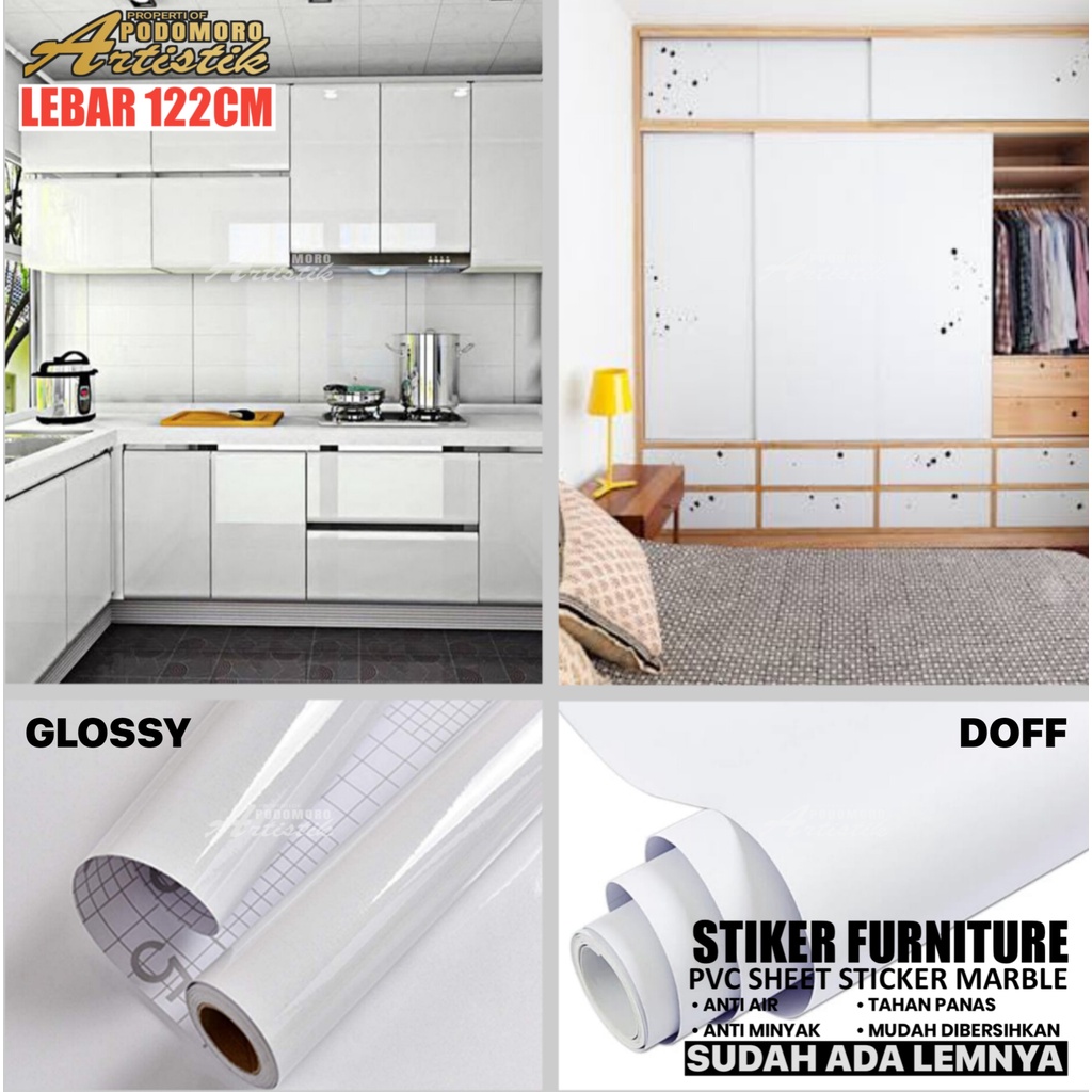 Jual Stiker Furniture Wallpaper Lemari Meja Dinding Dapur Pintu Putih ...