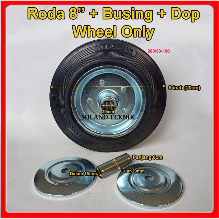 Jual Roda Roda Trolley 8" Inch Wheel Only/Roda Karet/Roda Lori/ Roda ...