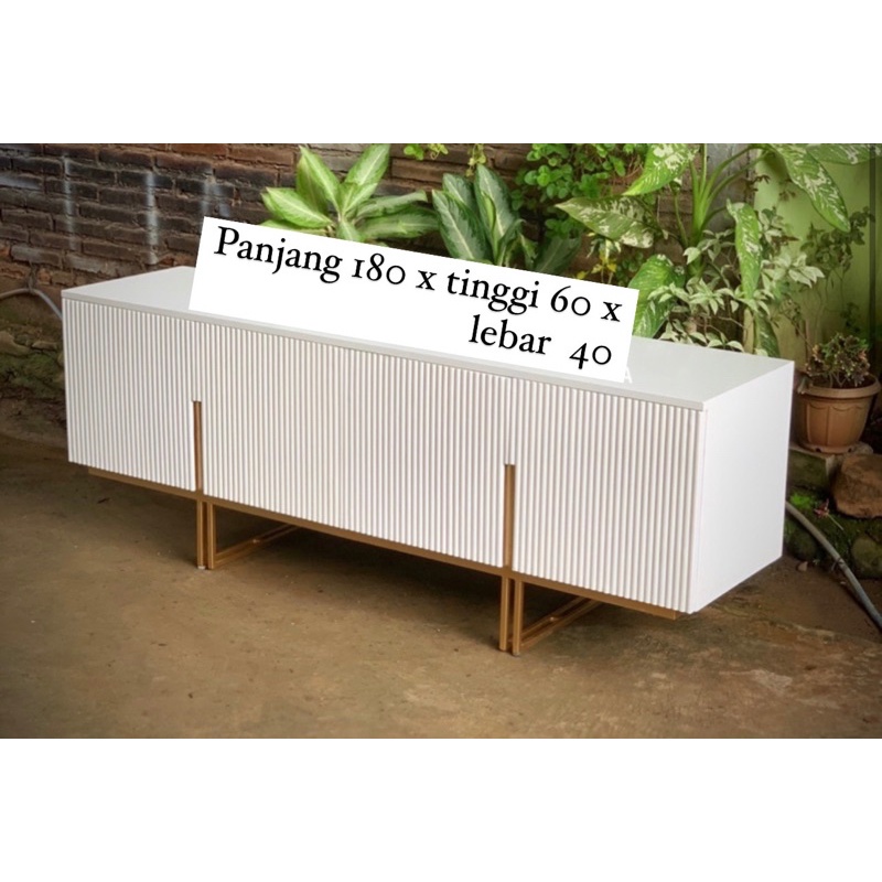 Jual BUFFET MINIMALIS TIPE GARIS KAYU SOLID | BUFFET TV PUTIH CANTIK ...