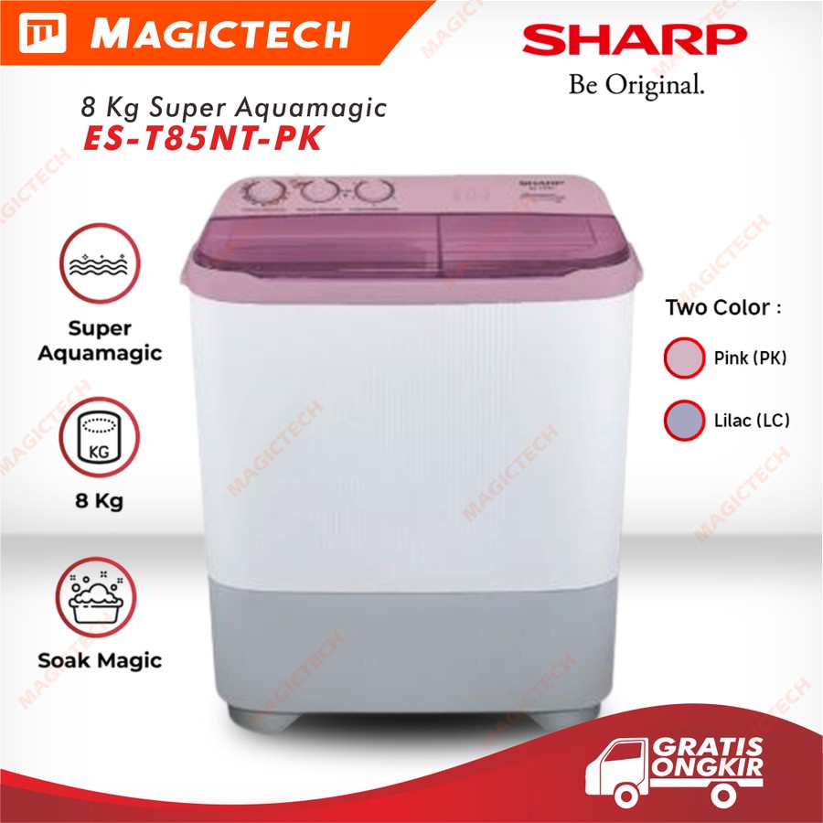Jual MESIN CUCI SHARP 8 KG ES-T85NT-PK / 85NT SUPER AQUAMAGIC 2 TABUNG ...