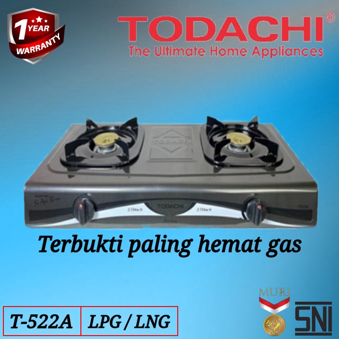 Jual KOMPOR GAS 2 TUNGKU TODACHI T-522A ( LPG / GAS ALAM - LNG ) | Shopee Indonesia