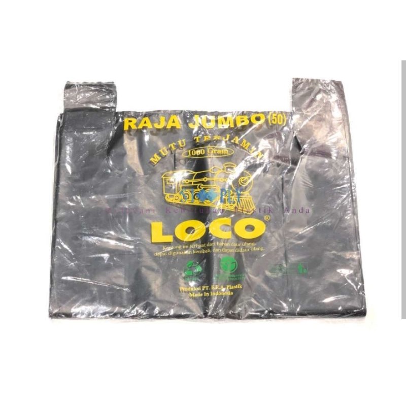 Jual Kantong Plastik Kresek LOCO HD Tebal Hitam 1kg Ukuran 50 Raja ...