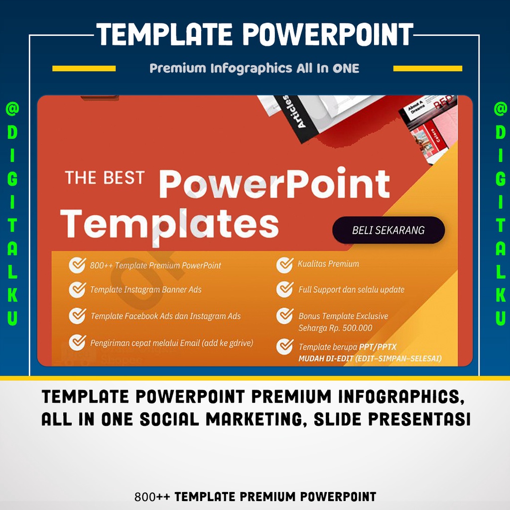 Jual Template PowerPoint Premium Infographics, All In One Social ...