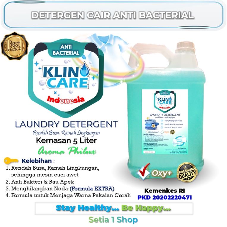 Jual Detergen Laundry 5 Liter Cair KLINO CARE Oxy+ Philux Liquid Detergent Anti Bakteri Deterjen ...