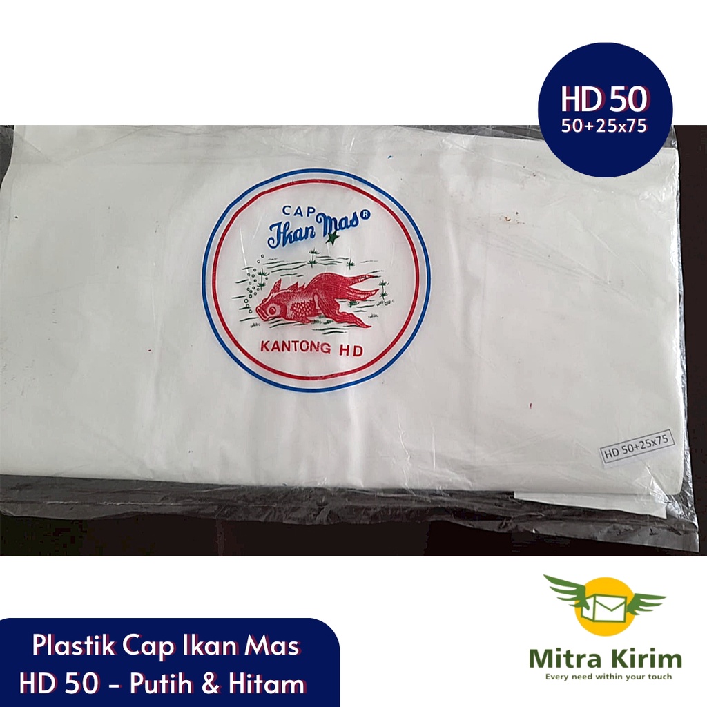Jual Plastik Cap Ikan Mas / Kantong Plastik HD 50 +25x75 - Hitam ...