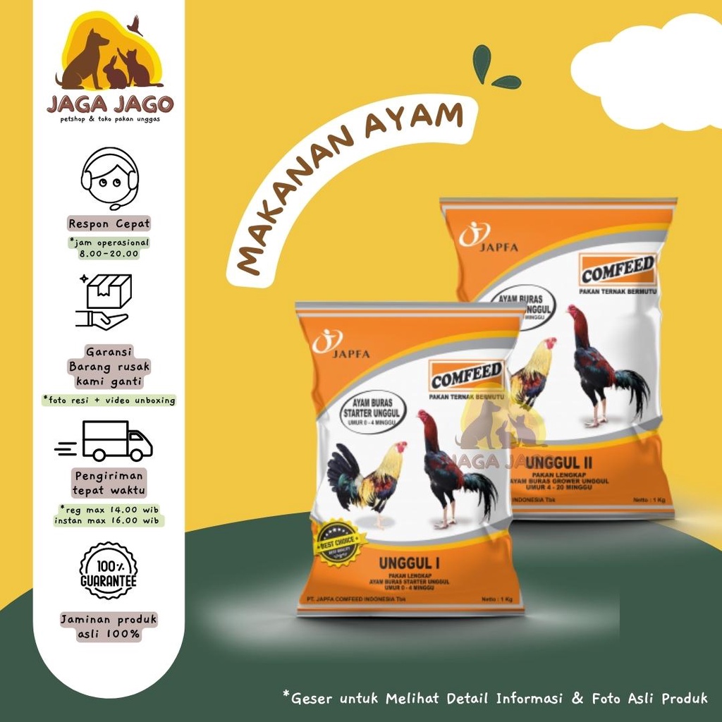 Jual UNGGUL 1 & UNGGUL 2 - Pakan Ayam Bangkok Protein Tinggi Japfa ...