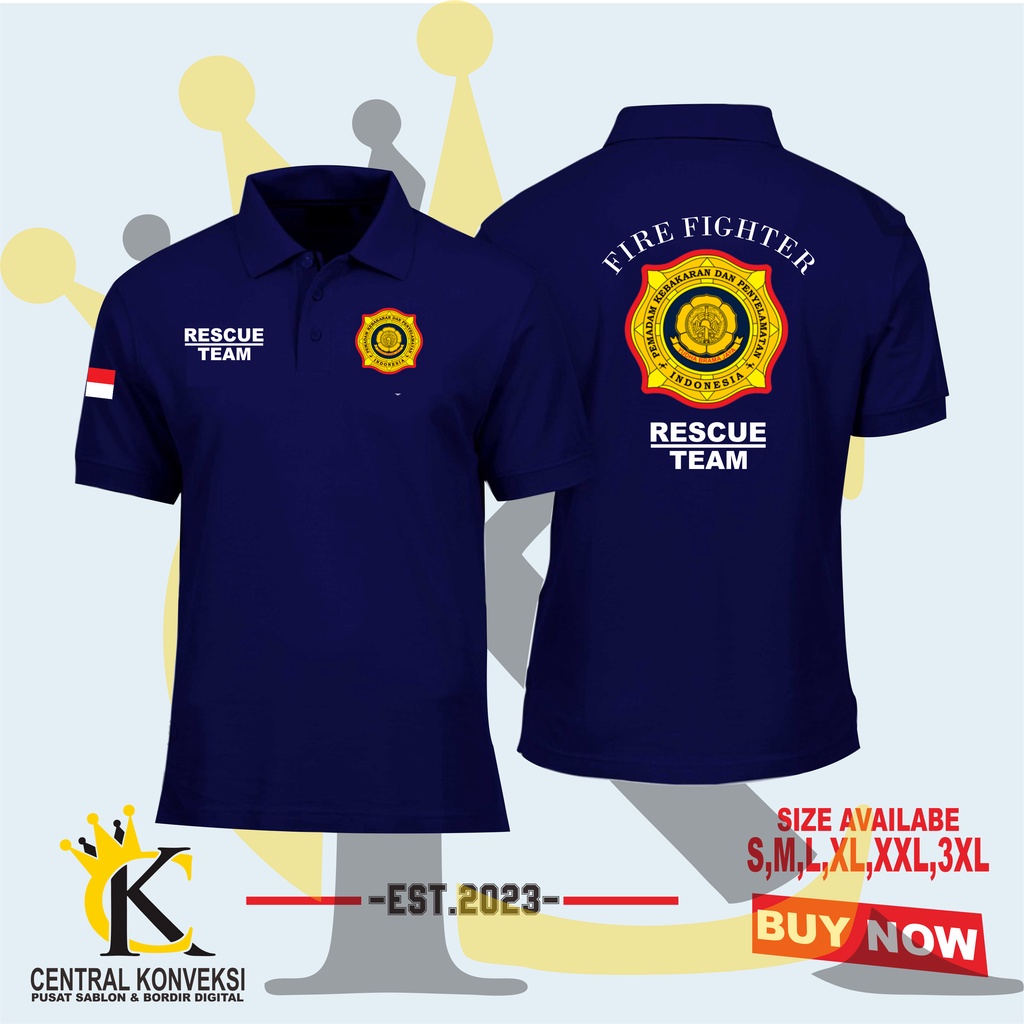 Jual KAOS POLO KERAH RESCUE FIRE FIGHTER DAMKAR / POLOSHIRT DAMKAR ...