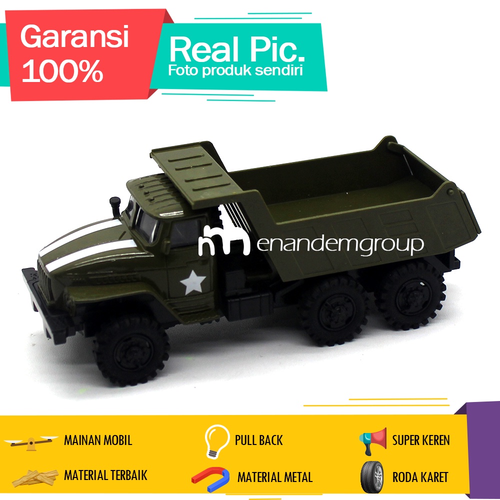 Jual Diecast Miniatur Mainan Mobil Jeep Dump Truk Militer Pullback ...