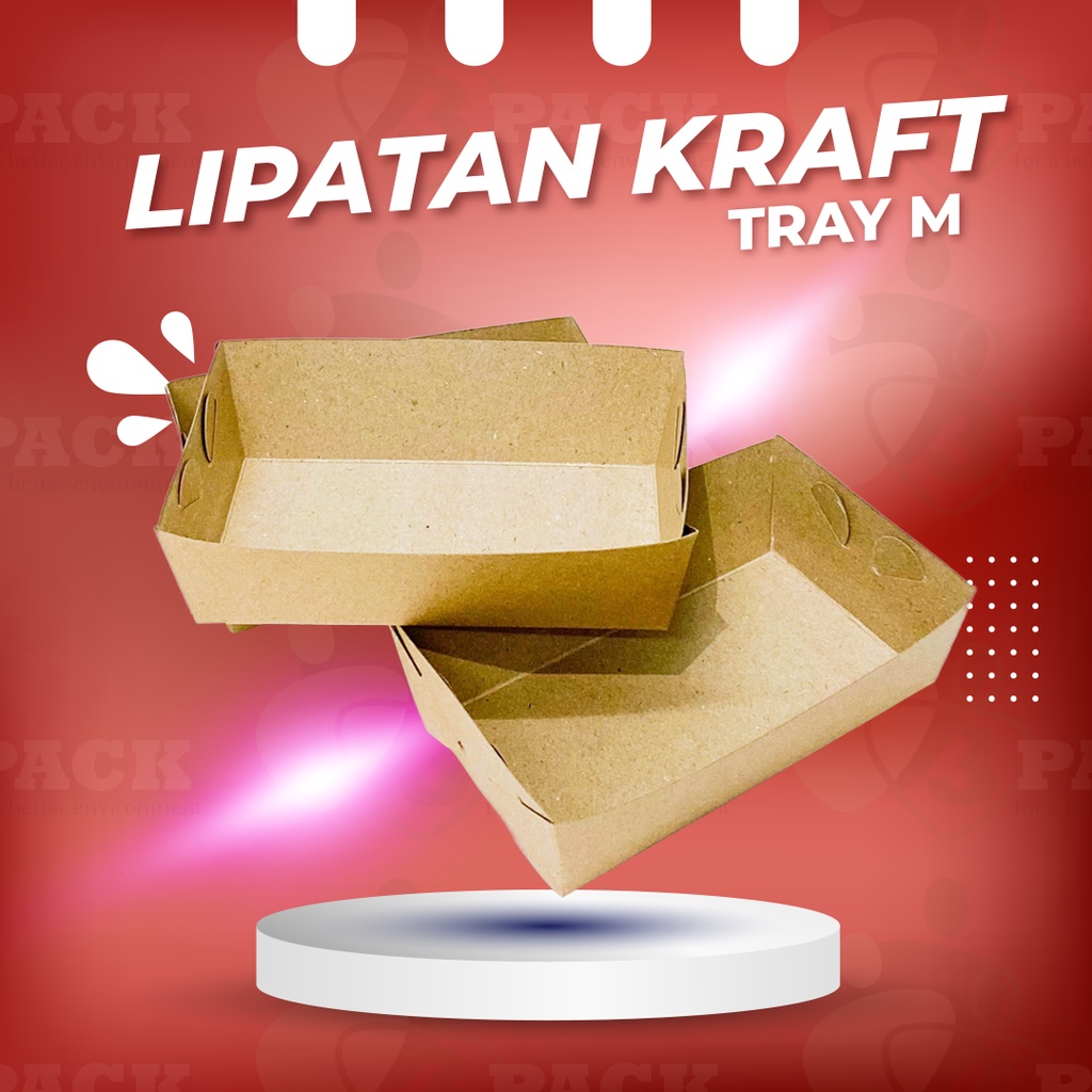 Jual Paper tray craft lipatan M-Kotak makanan tray coklat lipatan ...