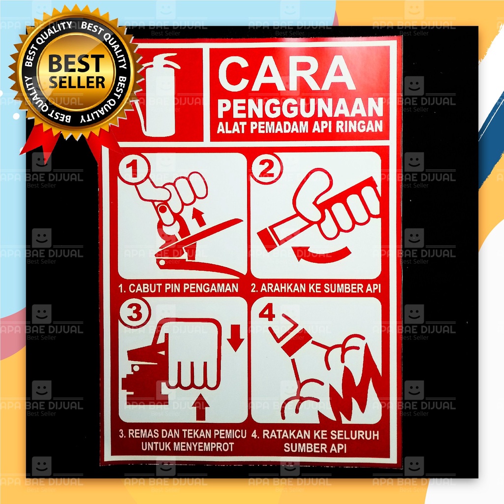 Jual Sticker | Stiker Cara Penggunaan Apar | Pemadam Kebakaran | Shopee ...