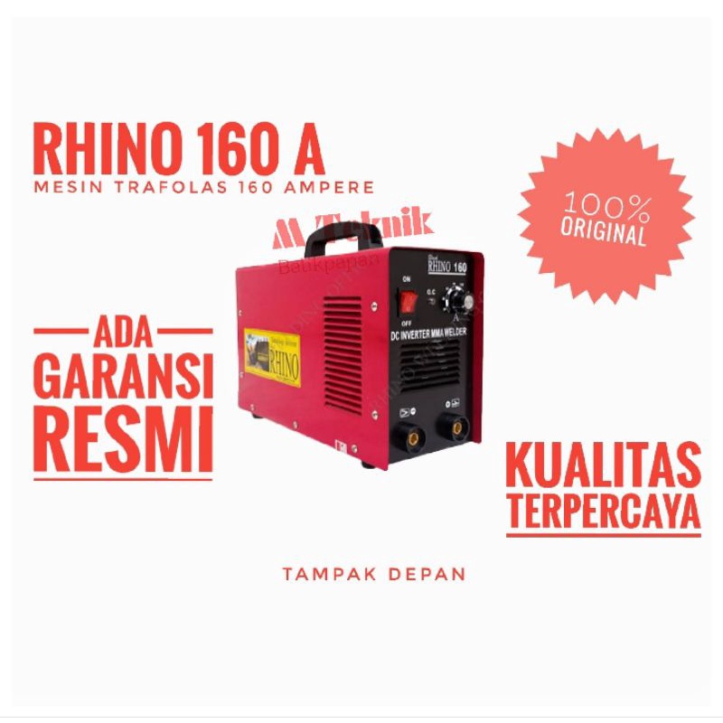 Jual Trafolas Rhino 160 A trafo mesin las Inverter MMA 160a travo 900 watt | Shopee Indonesia
