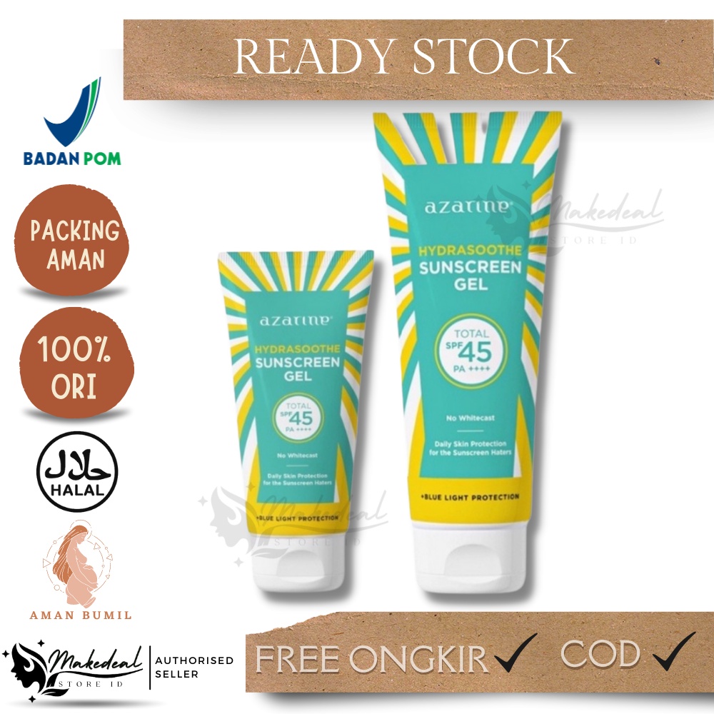 Jual Azarine Hydrasoothe Sunscreen Gel SPF 45 PA++++ 50ml Dan 30 ml ...