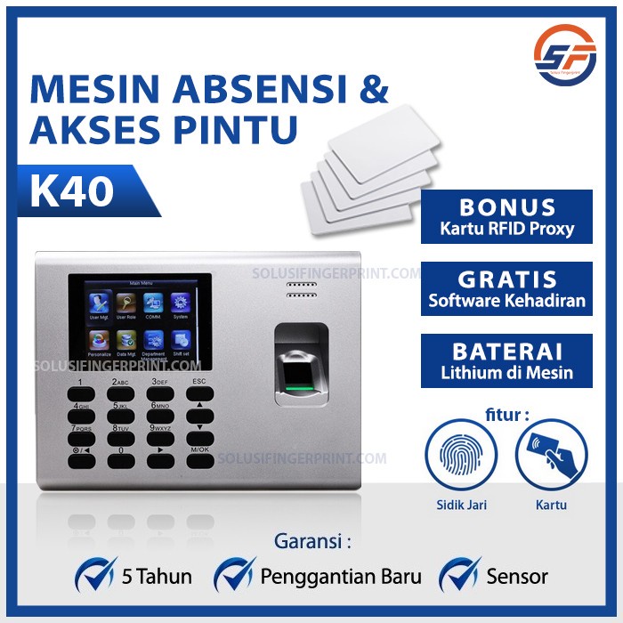 Jual Absensi Mesin Absensi Fingerprint / Kartu Rfid Proxy K40 Seperti ...