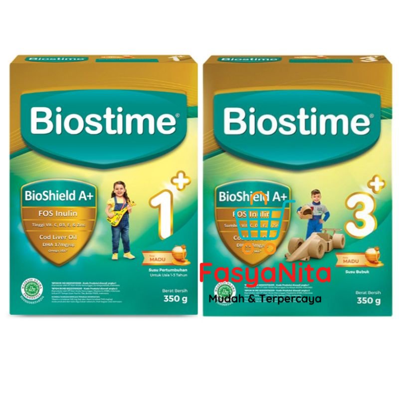Jual Biostime 1+ 3+ susu pertumbuhan rasa Madu Box 350 gr | Shopee ...