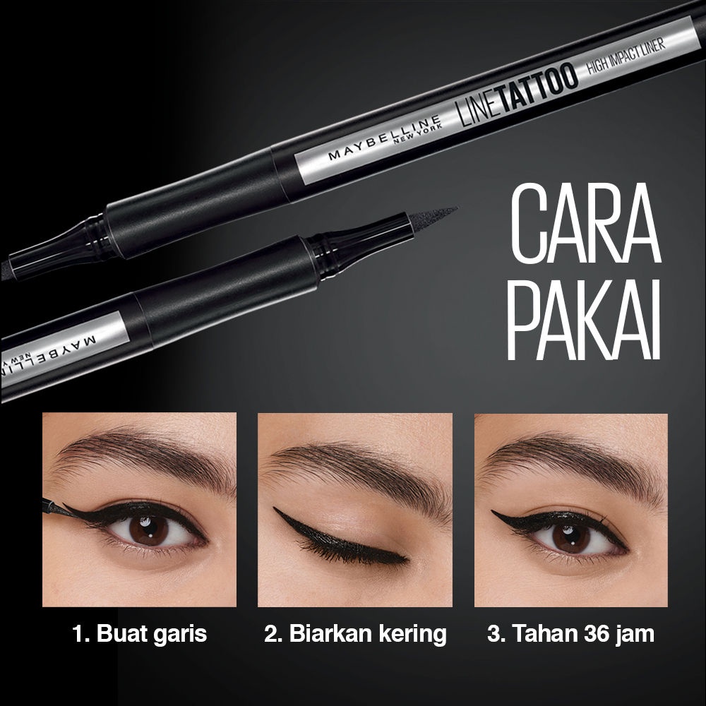 Jual Maybelline Line Tattoo High Impact Eyeliner Hitam Makeup (Tahan ...
