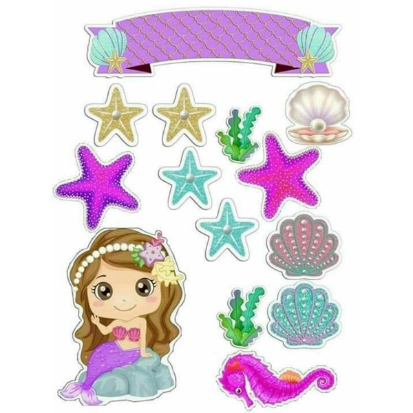 Jual Topper kue mermaid putri duyung custom nama | Shopee Indonesia