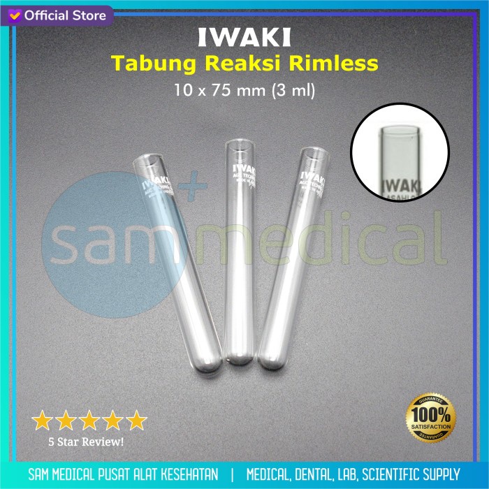 Jual Iwaki Tabung Reaksi Rimless 10x75mm (3ml) | Shopee Indonesia