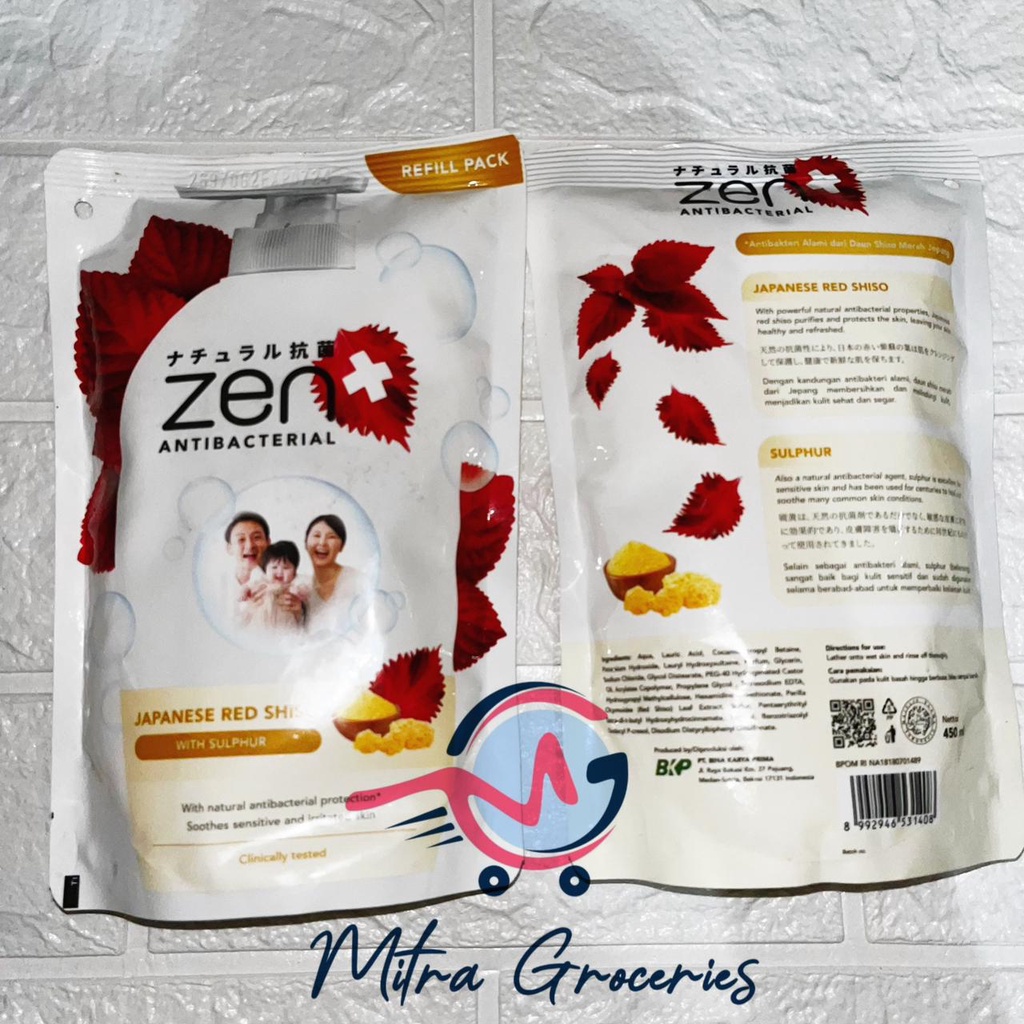 Jual ZEN Antibacterial Japanese Red Shiso With Sulphur 450ML 450 ML ...