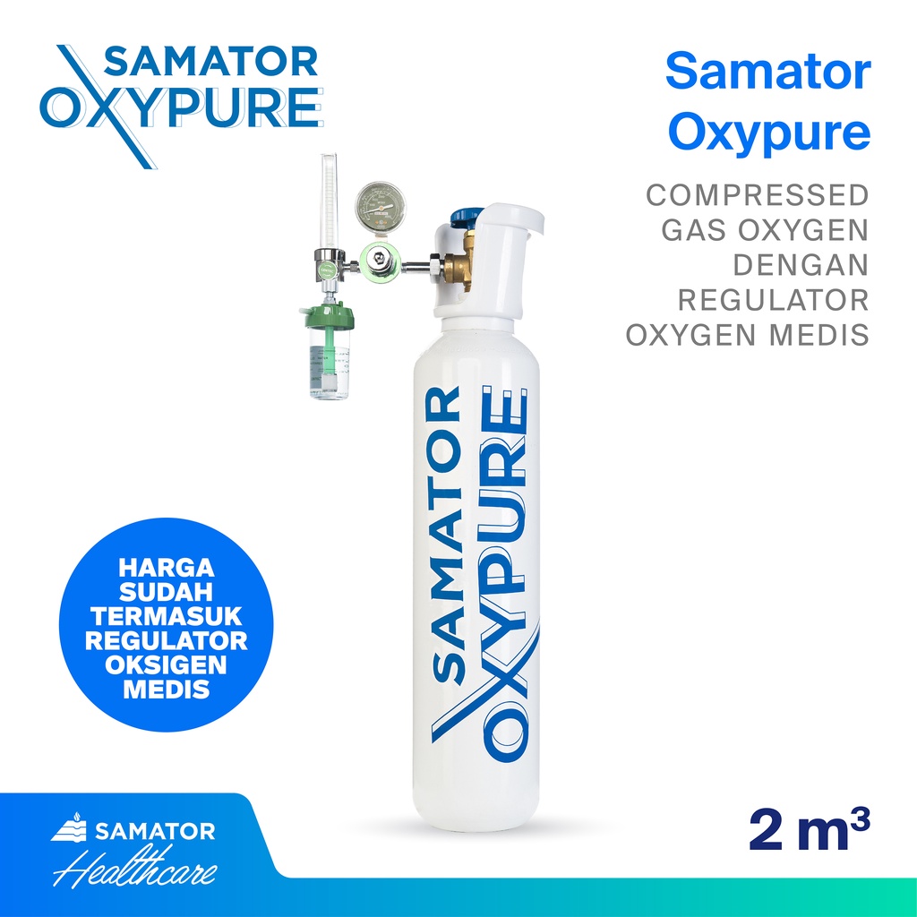 Jual Tabung Gas Oxygen / Oksigen Samator Oxypure 2 M3 | Shopee Indonesia