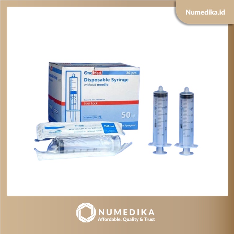 Jual Spuit Disposable Syringe without Needle Onemed 50 CC Luer Lock ...