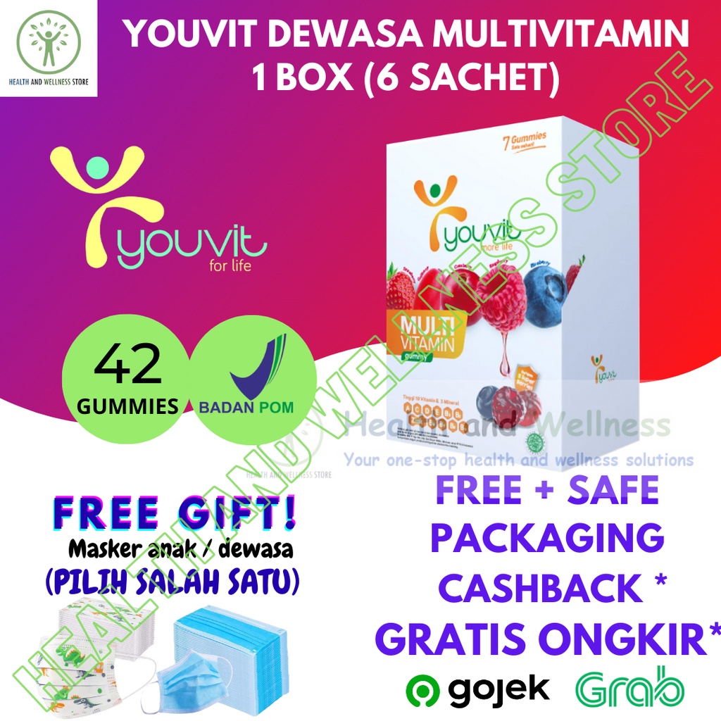 Jual YOUVIT MULTIVITAMIN DEWASA YOU VIT SACHET 42 21 GUMMY TABLET ADULT BOX | Shopee Indonesia