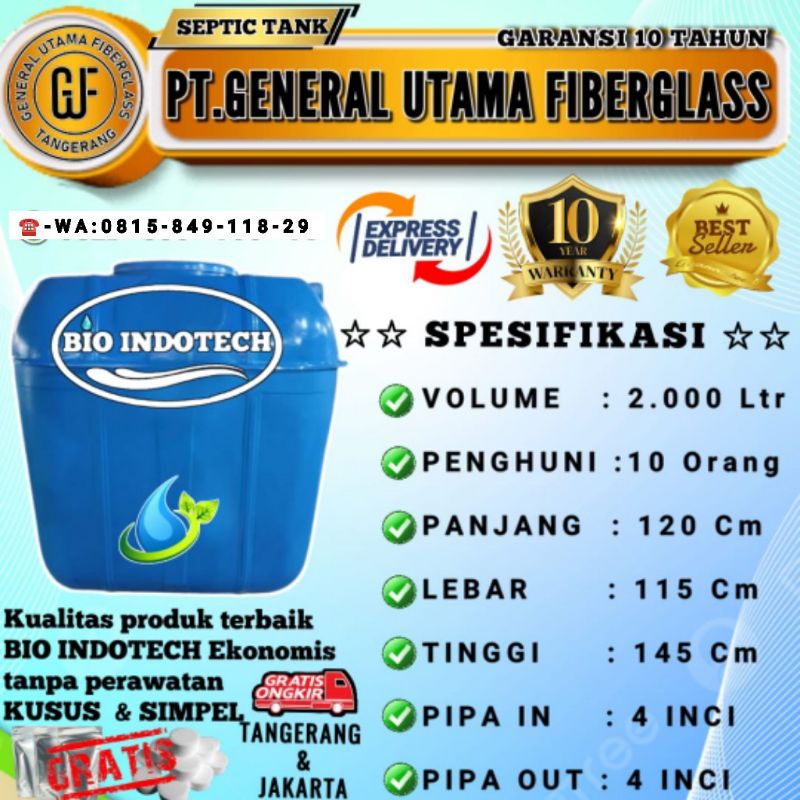 Jual septic tank biotech biofil biotank Biofilter 2000 liter sepiteng ...