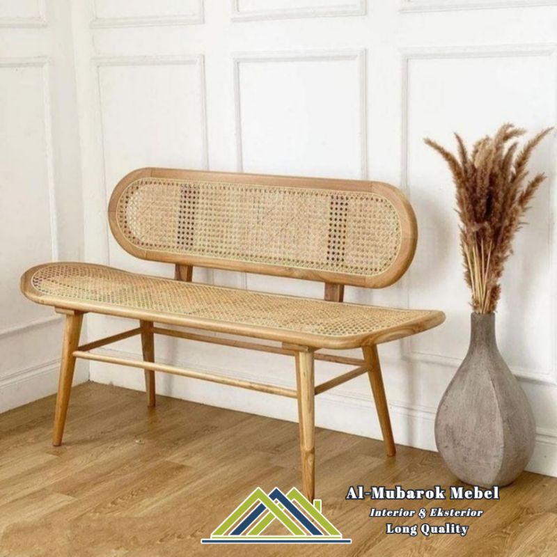 Jual Bangku Minimalis Klasik Anyaman Rotan // Bangku Teras Mix Rotan ...