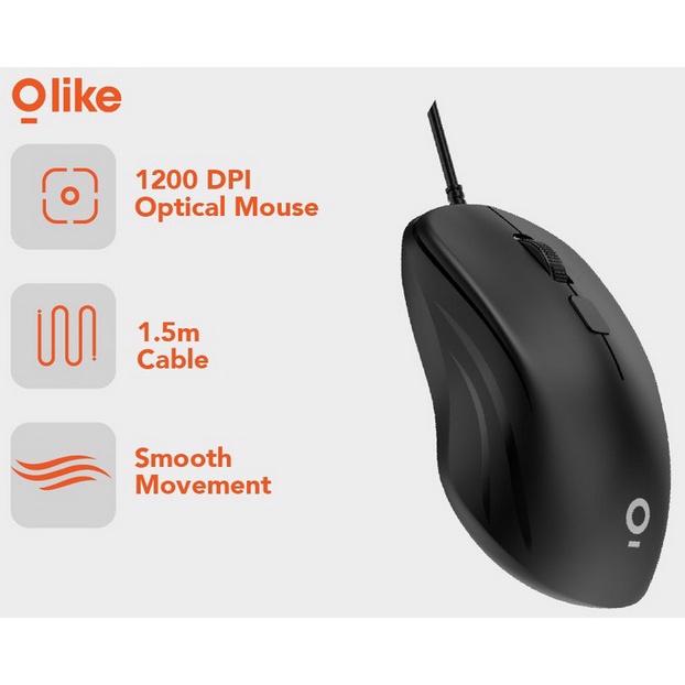 Jual Olike Mouse Ergonomic Design 1200 DPI Optical Sensor 3 Million M1 ...
