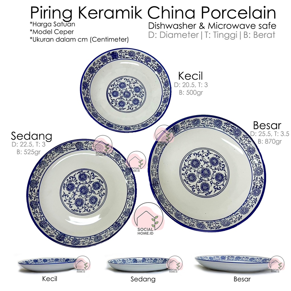 Jual Piring Bulat Ceper Makan Saji Keramik China Porcelain Porselain ...
