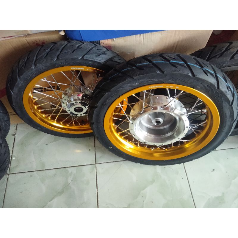 Jual velg jari jari Yamaha x ride 115/125 cc tapak lebar 250/215x14 plus ban | Shopee Indonesia