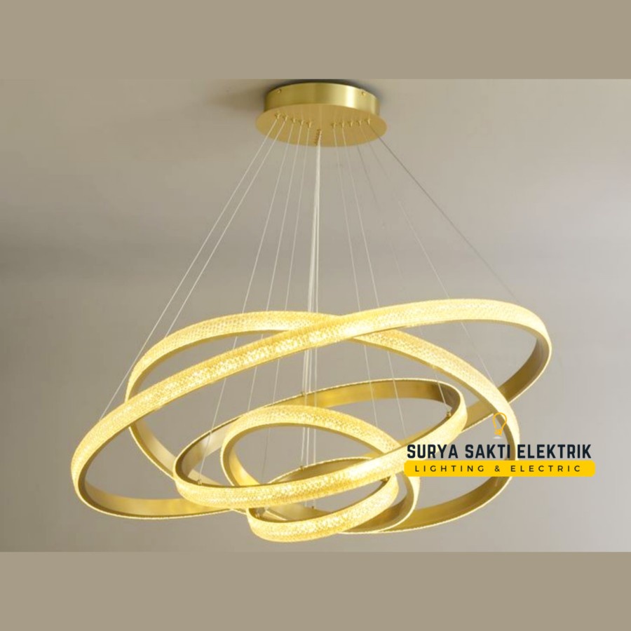 Jual LAMPU GANTUNG KRISTAL RING LED 5 SUSUN GOLD HIAS VOID PLAFON ...
