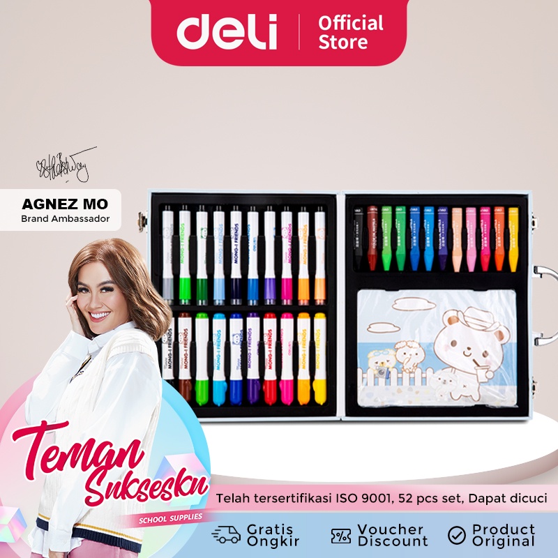 Jual Deli School Art Set / Set Alat Mewarnai Anak 52pcs Tas Premium ...