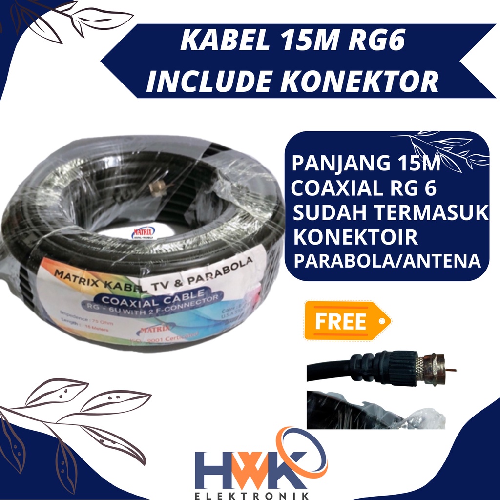 Jual Kabel parabola antena TV RG 6 15 meter sudah terpasang konektor rapat anti air | Shopee ...