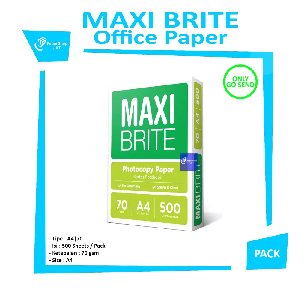 Jual Maxi Brite - Kertas Fotokopi A4 70g Paper Print - Rim | Shopee ...