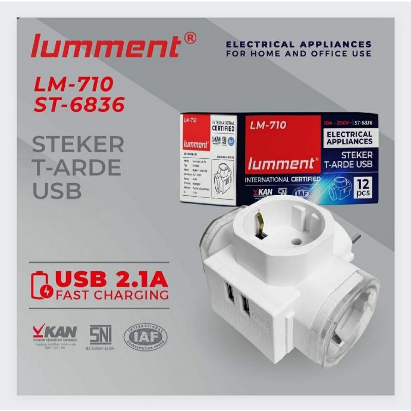 Jual Steker Colokan T Arde + USB Port Fast Charging - Lumment ST-6836 ...