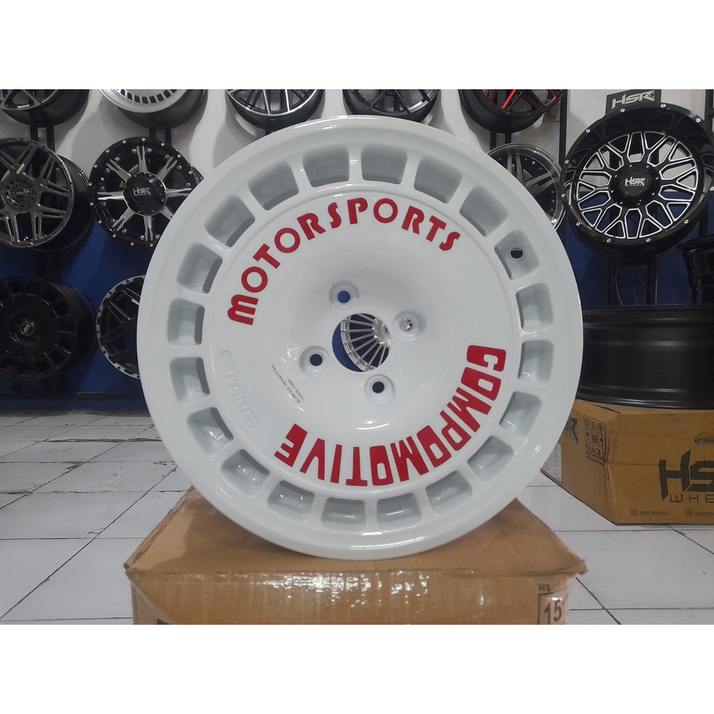 Jual velg racing rally look ring 15 warna putih rl r15 pcd 4x100 velg mobilio brio jazz wheels ...