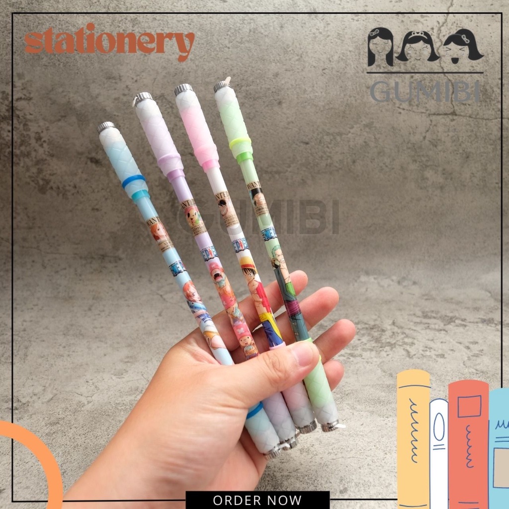 Jual PULPEN LED MAGNET PUTAR ONE PIECE / SPINNING PEN GEL BISA NYALA ...