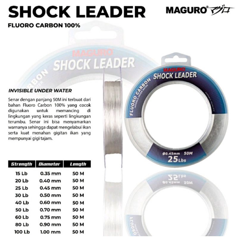 Jual SENAR MAGURO SHOCK LEADER 50M FLUORO CARBON 100% - ORIGINAL | Shopee Indonesia