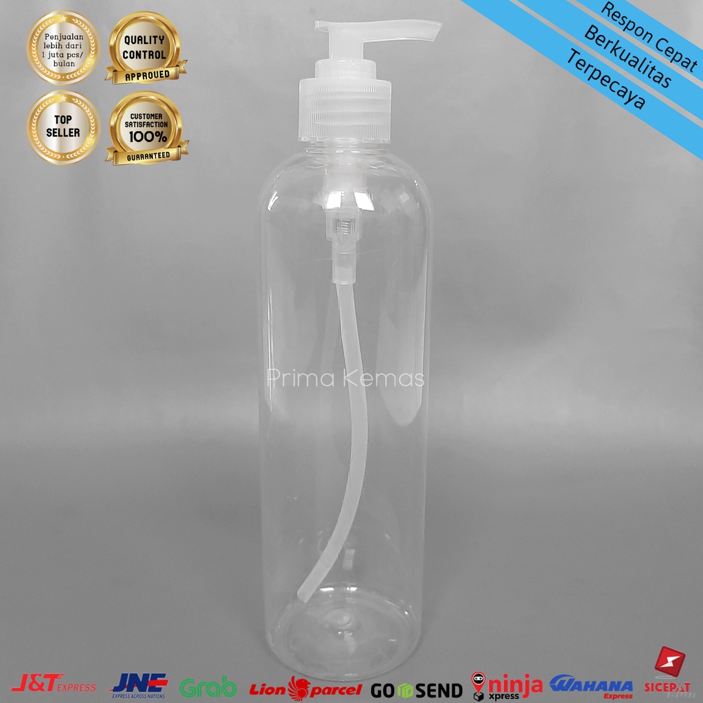 Jual Botol Pump 500 ml - botol sabun - botol sanitizer - PET 500 ml Pump Lotion Natural | Shopee ...