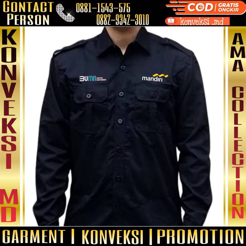 Jual kemeja pdh Bank mandiri full bordir/seragam pdh Bank mandiri full ...